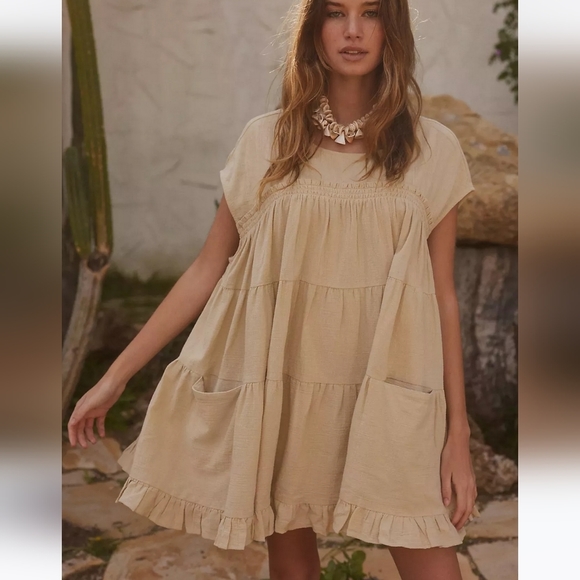 Free People | Tops | Nwt Free People Jacquelyn Tunic In Sand Xs Relaxed ...